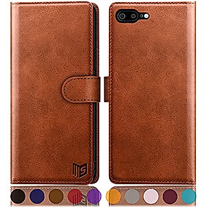 SUANPOT for iPhone 7 Plus/8 Plus 5.5"(NON iPhone 7/8 4.7") with RFID Blocking Leather Wallet case Credit Card Holder,Flip Book Phone case Shockproof Cover Women Men for Apple 7 Plus/8 Plus case