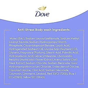 Dove Moisturizing Body Wash Sulphate Free Body Wash Moisturizes to Calm Skin Anti-Stress Body Cleanser with Blue Chamomile and oat milk scent 22oz 4 Count