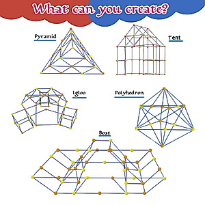 ERONE Fort Building Kit for Kids,158pcs Forts Construction Builder Gift Toys for Boys and Girls Fort Building Set Play Tent Rocket Castle Indoor Outdoor