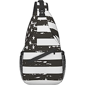 Sling Bag Vintage American USA Flag Patriotic Hiking Daypack Crossbody Shoulder Backpack Travel Chest Pack for Men Women