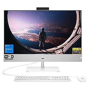 HP Pavilion 27 Business All-in-One, 27" FHD Screen, AMD Ryzen 5 5625U, 16GB RAM, 1TB SSD, Webcam, HDMI, Wi-Fi 6, Wired Keyboard & Mouse, Windows 11 Pro, White