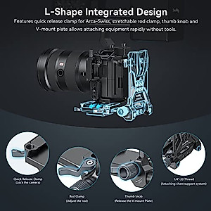 SMALLRIG Bundle V Mount Battery VB50, 3400mAh 50Wh 14.8V Mini V-Mount Battery V-Mount Battery Plate with Quick Release Plate for Arca-Swiss, Chest Pad, 15mm Rod and 1/4"-20 Threads