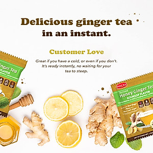 Pocas Honey Ginger Tea - Instant Tea Powder Packets with Soursop & Ginger Honey Crystals Tea, Non-GMO/Gluten Free/Caffeine Free Tea, 20 Count