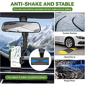 WIESSOC Rearview Mirror Phone Holder for Car, 360° Rotating Car Phone Holder Mount, Universal Cell Phone Holder, Cell Phone Automobile Cradles and GPS Holder