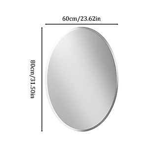 Artloge Frameless Oval Wall Mirror: Decorative Elliptical Mirrored Glass Vanity with Beveled Silver Edge for Bathroom Bedroom Livingroom Dining Room Entryway Hallway, 32 x 24 inch