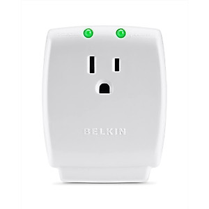 Belkin 6-Outlet Power Strip Surge Protector with 3-Foot Power Cord, 300 Joules (F5C047),White & 1-Outlet Home Series SurgeCube - & Protected Light Indicators for Home White, 1080 Joules