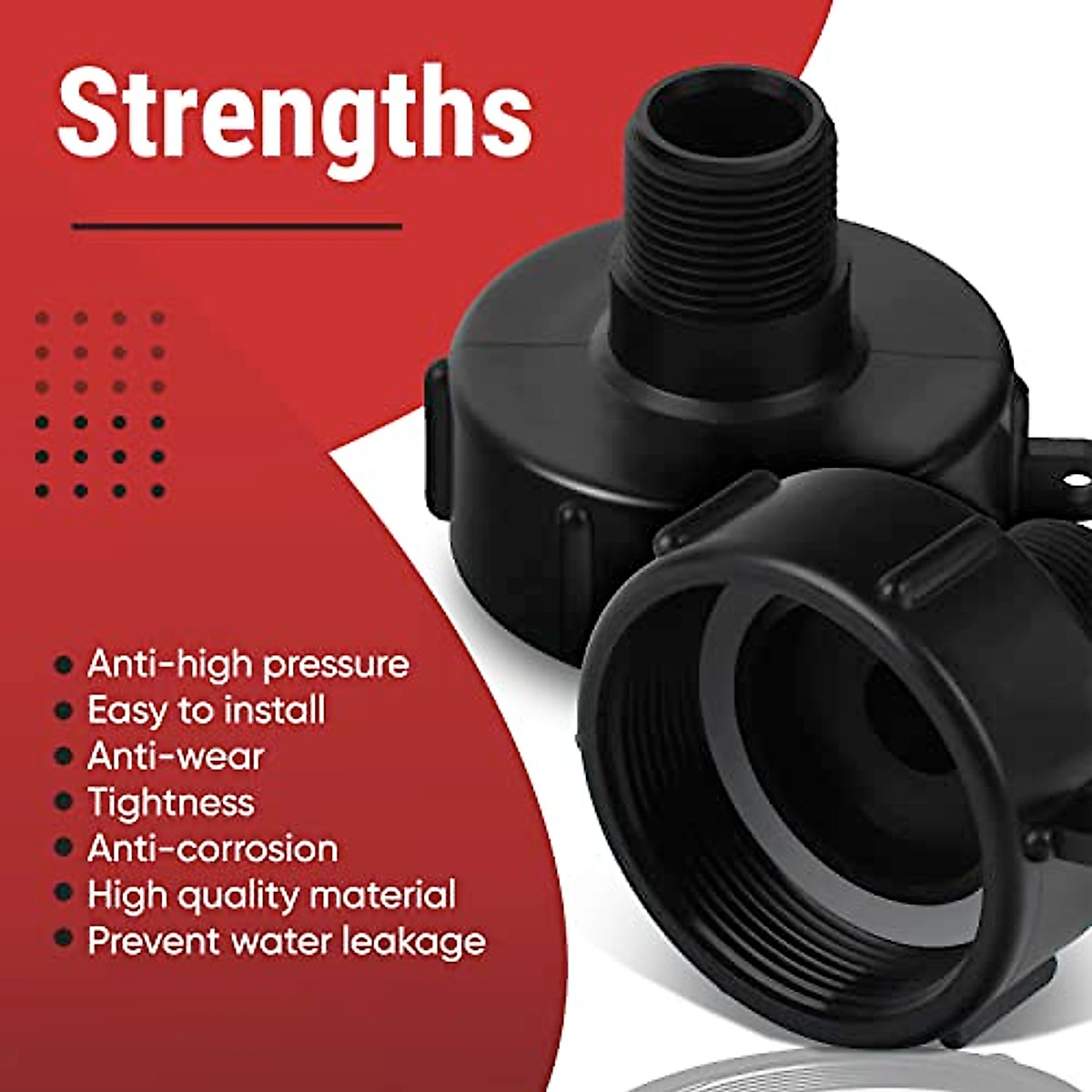 IBC Tote Adapter 275 330 G, IBC Tote Fittings for Garden Hose, IBC Tote Drain Adapter Fittings 2" NPS Female x 3/4" BSP/NPT Male