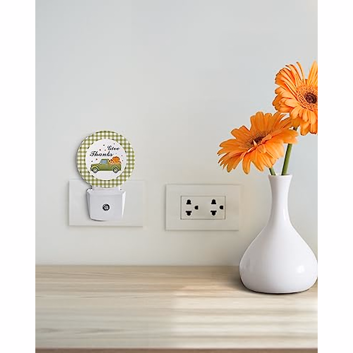 Night Light Plug into Wall, LED Nightlights Thanksgiving Green Truck Pull Pumpkin Small Nightlight Auto Dusk-to-Dawn Sensor Lamp LED Night Lights for Kid's Bedroom, Bathroom