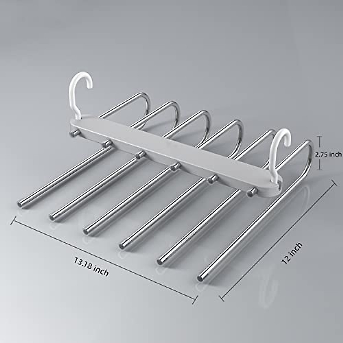 Pants Hangers Space Saving | Lerkumey Non-Slip Clothes Hangers | Multifunctional Clothes Pants Hangers Closet Storage Organizer | 6 Layered Pants Rack Organizer for Scarf Jeans Trousers（Grey）