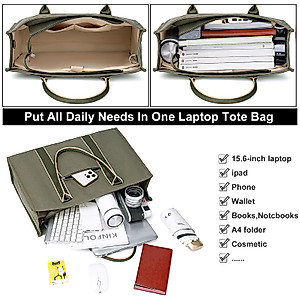 Laptop Tote Bag for Women Work 15.6 inch Canvas Shoulder Bags Computer Messenger Purse Teacher Handbag Office Briefcase