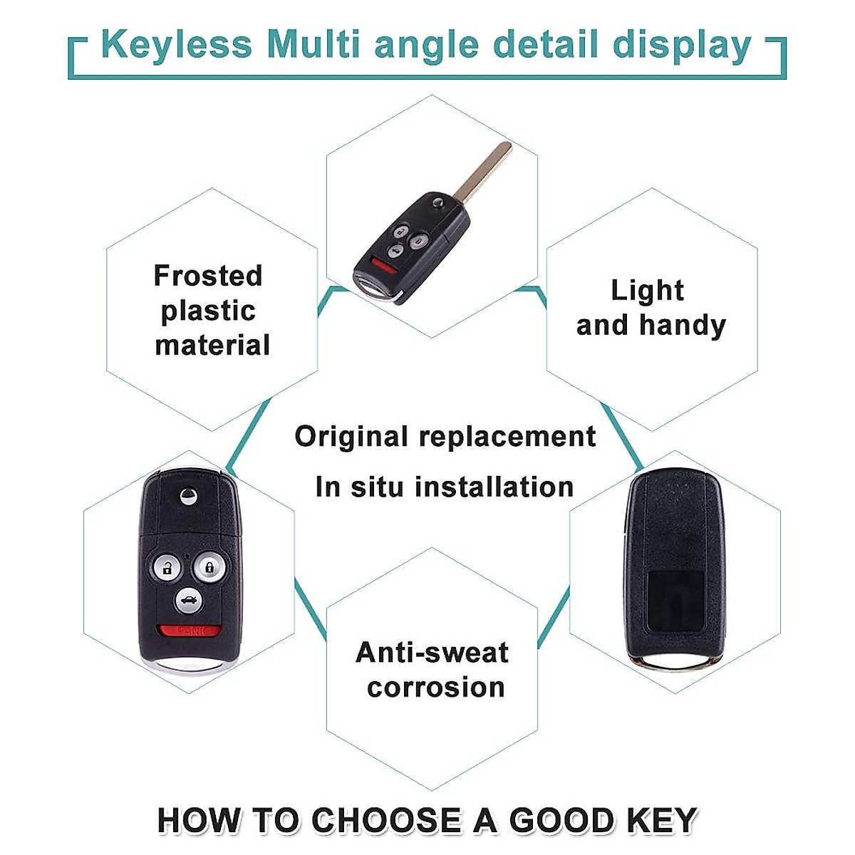 SELEAD Flip Key Fob 4 Buttons Keyless Entry Remote Key SHELL CASE fit for 2007-2014 Acura MDX RDX TL TSX ZDX Accord Antitheft Keyless Entry Systems IYZFBSB802 1pc US Stock