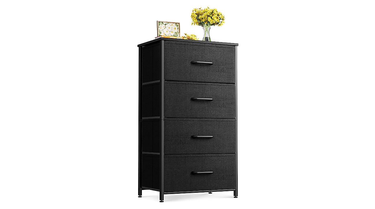 Compact ODK Dresser with 4 Storage Drawers - Black