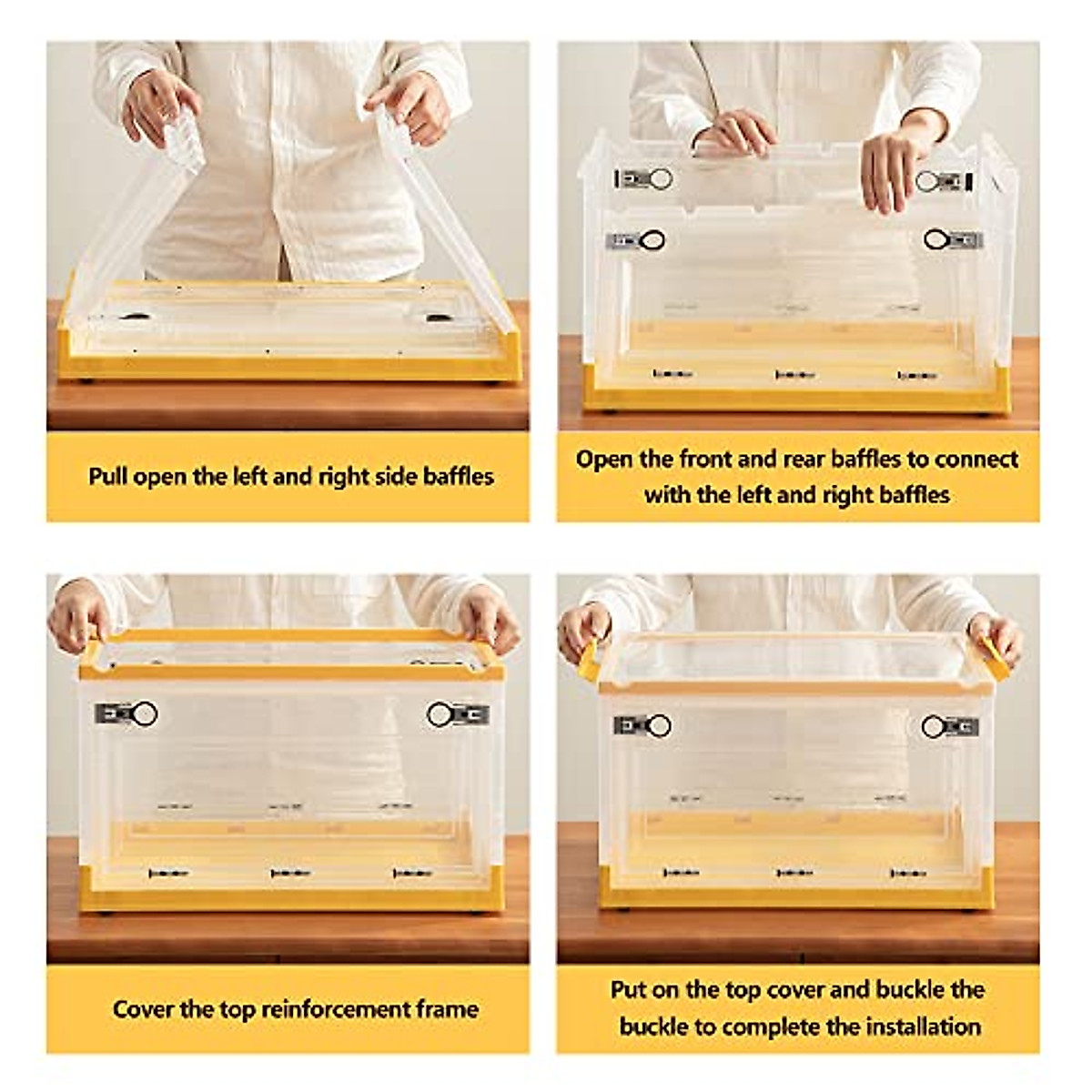 YUEHUA Collapsible Storage Bins with Lids, 40 Liter Large Storage Bins with Lids, Plastic Storage Bins, Plastic Tote for Home/Bedroom/Kitchen/Office/Travel