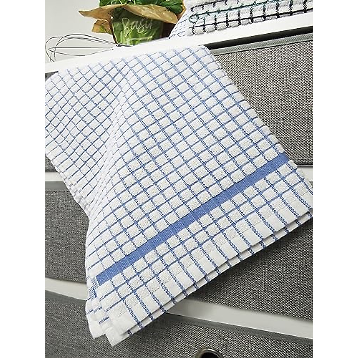Samuel Lamont Poli-dri Towel White with Cornflower Blue
