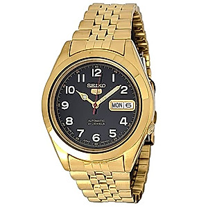 Seiko automatic 21 Jewels Calendar golden Stainless steel watch SNKC20J1, black, bracelet, black, bracelet