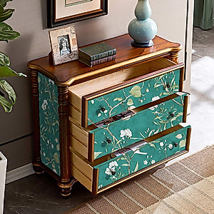 17.7x117 Inches Self Adhesive Vinyl Rustic Floral Bird Shelf Liner Contact Paper Wallpaper for Cabinets Dresser Drawer Walls Waterproof Removable