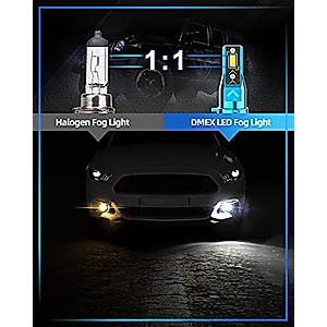 DMEX H11 H8 H16 LED Fog Light Bulbs, 6500K Cool White 5000 Lumens, Non-polarity Fog Light Replacement Bulbs, Pack of 2