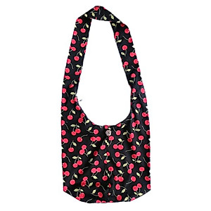 SAE99 Cotton Cross body Shoulder Sling Handmade Bag (Black Cherry)