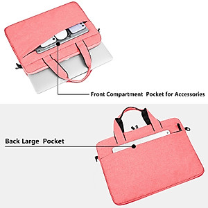 MicaYoung Laptop Sleeve Shoulder Bag 13-14 Inch PC Portable Handbag Carrying Case Compatible with 14 inch VivoBook/ZenBook/ThinkPad Acer ASUS Dell HP Chromebook Samsung Notebook Surface, Pink
