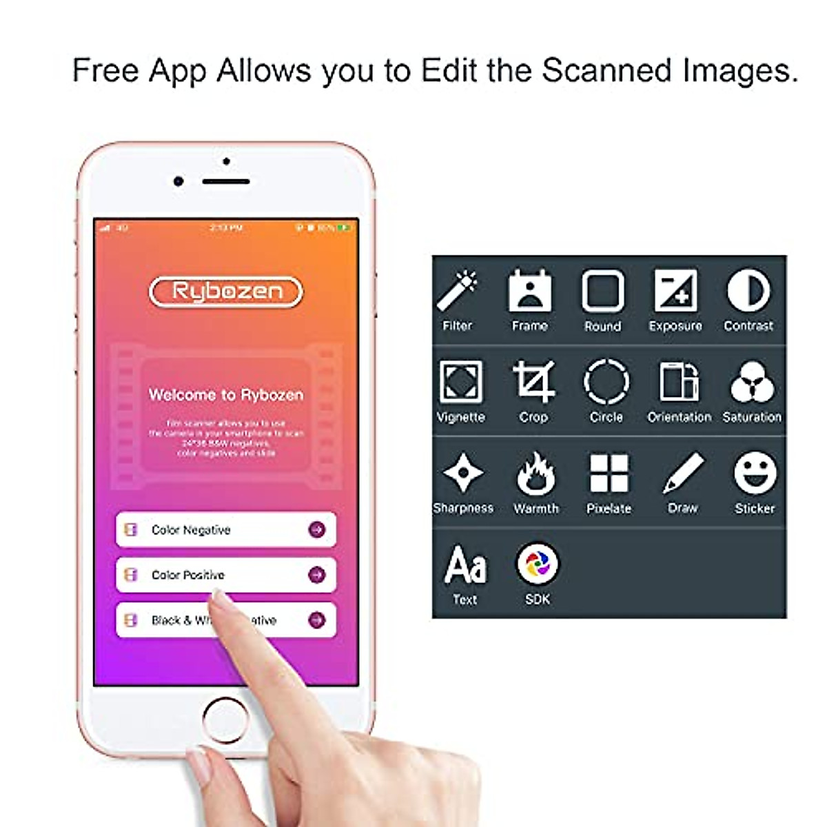 Rybozen Mobile Film and Slide Scanner, Lets You Scan and Play with Old 35mm Films & Slides Using Your Smartphone Camera, Fun Toys and Gifts with LED Backlight, Rugged Plastic Folding Scanner