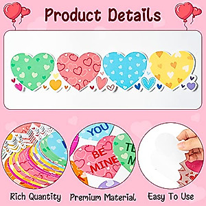 Haooryx 76Pcs Teacher Appreciate Sweet Conversation Heart Cutouts Bulletin Board Set Candy Heart Paper Cut-Outs Border Trim Bulletin Cardboard for Teacher Appreciate Party School Blackboard Wall Decor