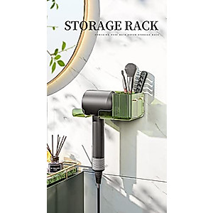 Jaugufiy Hair Dryer Wall Mount Holder with Comb Holder for Most Hair Dryer for Dyson Hair Dryer (Green)