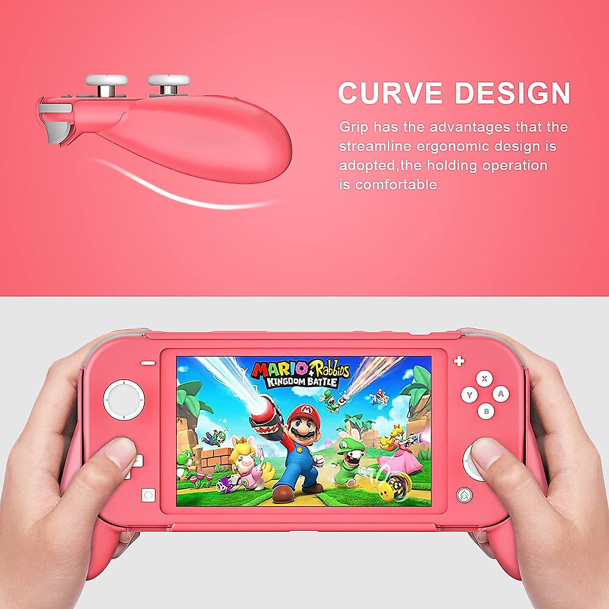 Grip for Nintendo Switch Lite, Comfortable and Ergonomic Switch Lite Grip - Accessories for Nintendo Switch Lite (Coral)