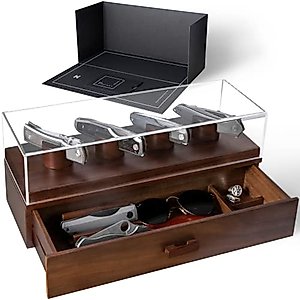 Pocket Knife Display Case EDC Case – Pocket Knife Storage Case and Knife Display Stand – Pocket Knife Case and Pocket Knife Organizer – Knife Cases For Collections - Gift For Men Husband Dad - Walnut
