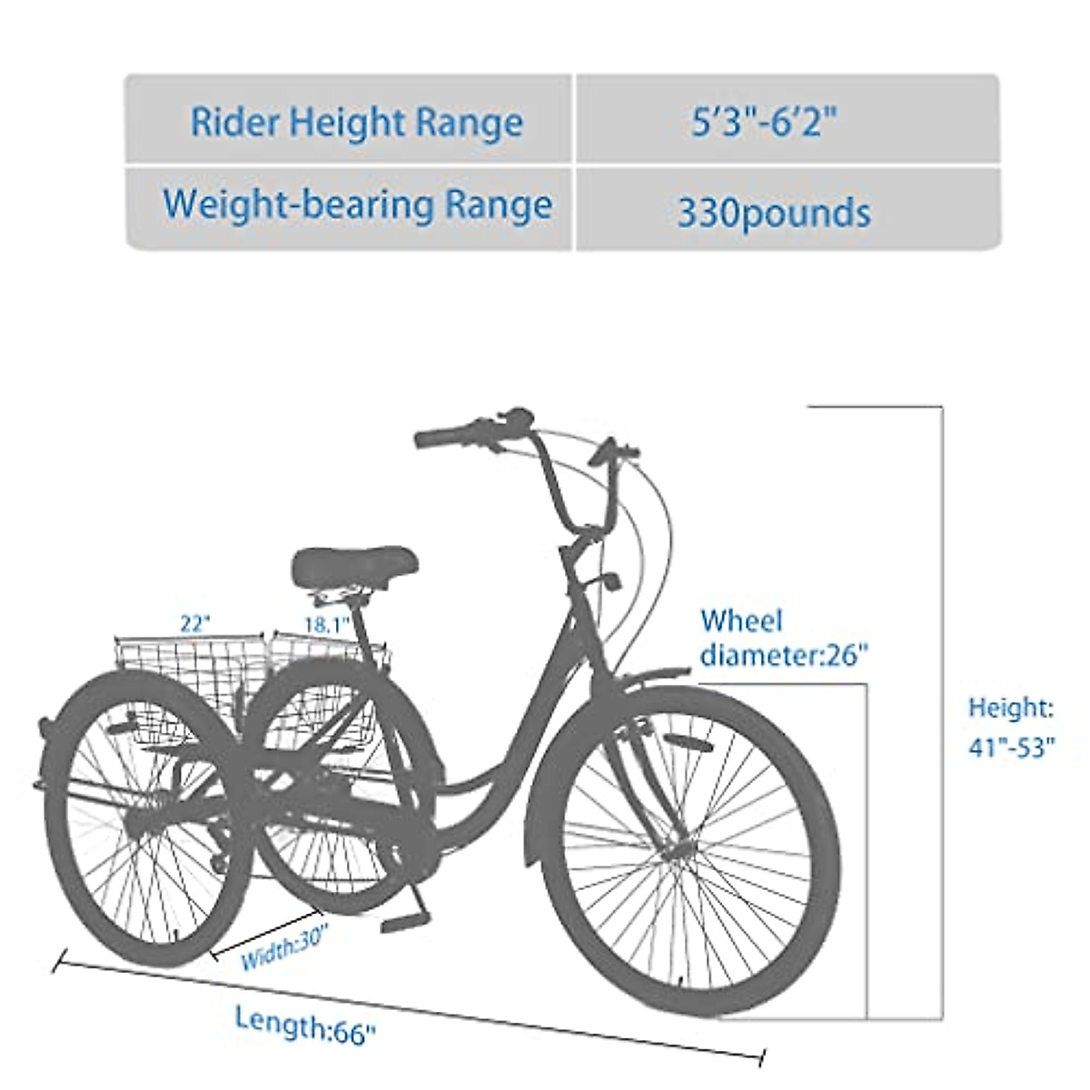 KNUS Adult Tricycle Trikes,7 Speed 3-Wheel Bikes,26 Inch Wheels Cruiser Bicycles with Large Shopping Basket for Women and Men -Purple