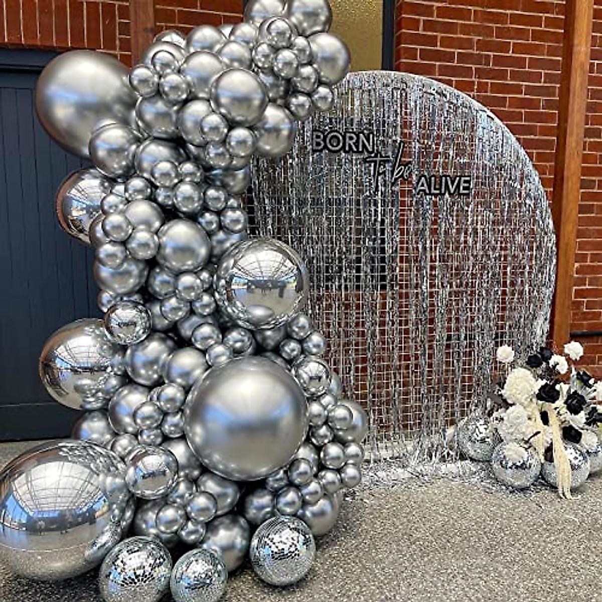 Janinus Metallic Silver Balloons Chrome Balloons Silver Balloons Different Sizes 18/12/5 Inch Silver Balloons Garland Kit Silver 4D Foil Balloons For Birthday Baby Shower Anniversary Party