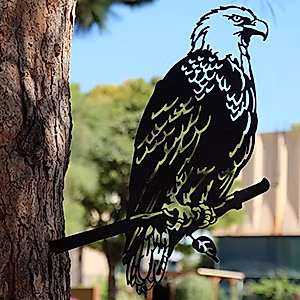 renovatio Metal Bald Eagle - Metal Birds Yard Decor - Metal Yard Art - Metal Eagle Outdoor Decor - Tree Decorations Outdoor - Garden Gift - Garden & Patio Decor - Christmas Outdoor Decoration