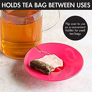 Primula Buddy Silicone Tea Bag Holder, Easy to Use and Mess-Free, Dishwasher Safe, 4.25-Inch, Honeysuckle