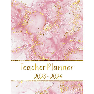 Teacher Planner 2023-2024: Large Weekly and Monthly Teacher Calendar, 8.5 X 11 In", Elementary and Middle School Teacher Organizer, Pink Marble Cover