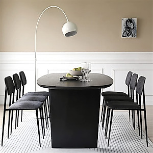 NIUYAO Modern Solid Oval Table with Double Pedestal, Natural Black Wood Top Table Simplicity Wabi-sabi Style Furniture for Dining Room Kitchen Leisure Coffee Table -47" L x 27.5" W x 29.5" H