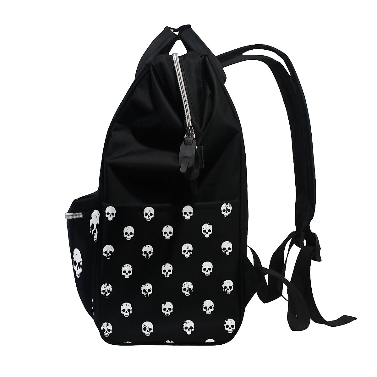 My Little Nest Large Capacity Diaper Bag Black White Skulls Pattern Durable Multi Function Travel Backpack for Mom Girls