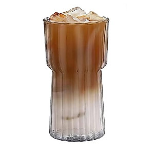 URMAGIC Creative Glass Cup,25Oz Cute Glass Cup,Vintage Drinking Glasses,Creative Glass Cups,Aesthetic Cups,Bar Glassware,Beverage Glasses,Clear Glass Cup for Coffee Juice Water Milk Beer Wine