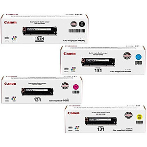 Genuine Canon CRG-131 Toner 4-Pack w/High Yield Black, Standard Yield Cyan, Magenta and Yellow