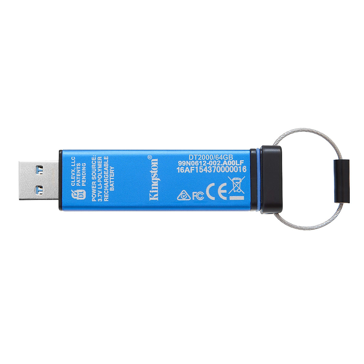 Kingston Digital 64GB DT2000 Keypad USB 3.0, 256bit AES Hardware Encrypted (DT2000/64GB)