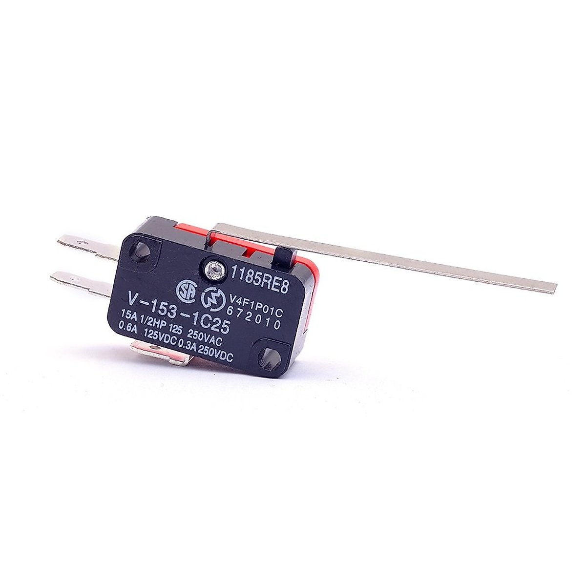 Cylewet 6Pcs V-153-1C25 Micro Limit Switch Long Straight Hinge Lever Arm SPDT Snap Action LOT for Arduino (Pack of 6) CYT1068