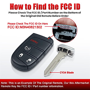 Aichiyu Keyless Entry Smart Remote Car Key Fob M3N-40821302 for Dodge Journey 2011 2012 2013 2014 2015 2016 2017 2018 2019 2020 Durango 2014-2022 4 Buttons 433Mhz ID46 Chip 68066350