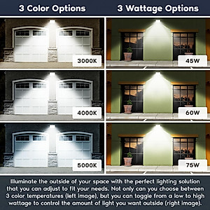LUXRITE Slim Outdoor LED Wall Pack Light with Dusk to Dawn, Semi Cutoff, 45W-75W Tunable, 10125LM, 3CCT 3000K-5000K, IP65, 120-277V, UL, DLC - Commercial Warehouse Building Security Lighting (2 Pack)