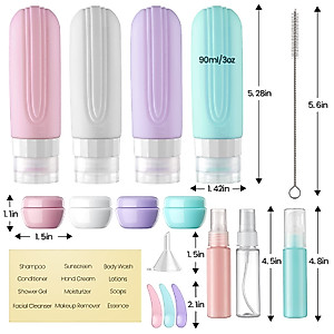 Moohemoo 19 Pack Travel Bottles Set for Toiletries, TSA Approved Travel Size Containers, 3oz BPA Free Leak Proof Silicone Squeezable Travel Accessories, Refillable for Shampoo Conditioner Lotion Soap