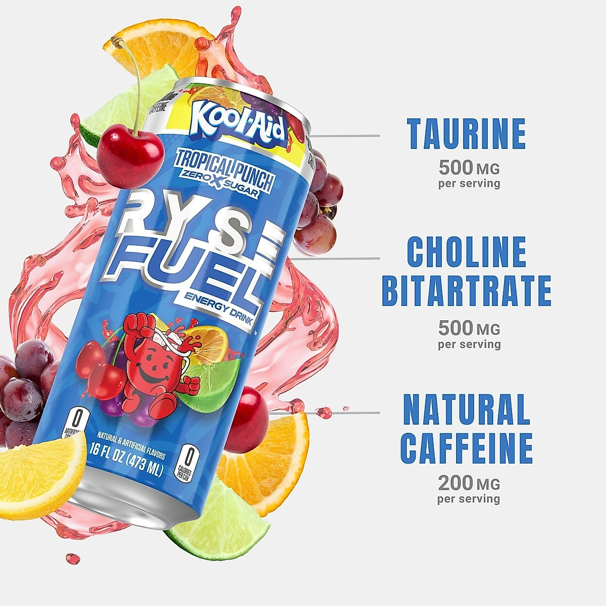 RYSE Up Supplements RYSE Fuel Sugar Free Energy Drink | Vegan Friendly, Gluten Free | 0-5 Calories | 200mg Natural Caffeine | 12 Pack (Variety Pack)