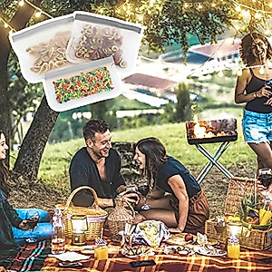 Silicone Freezer Bags Reusable Food Storage Bags BPA Free Food Storage Bags with Freezer Sets include 6 Reusable Gallon Bags Freezer,3 Sandwich Bags Reusable and 3 Snack Bags for Storage Food