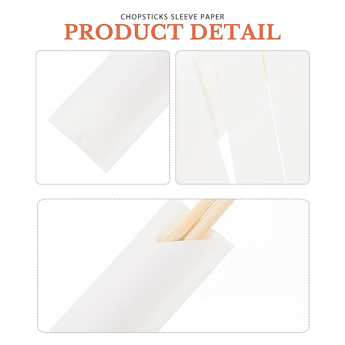 Garneck 100Pcs Chopsticks Paper Bag Cutlery Paper Pocket Pouch Chopsticks Packing Sleeves Flatware Spoon Wrapping Bag for Home Shop White