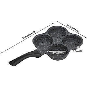Ymiko 4-Cup Aluminum Egg Frying Pan, Non-Stick, Electric Stovetop Compatible, 18/8 Stainless Steel