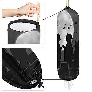 Animal Cat Plastic Bag Holder, Music Note Grocery Bag Storage Holder Hanging Garbage Shopping Bag Trash Bags Organizer for Kitchen Home