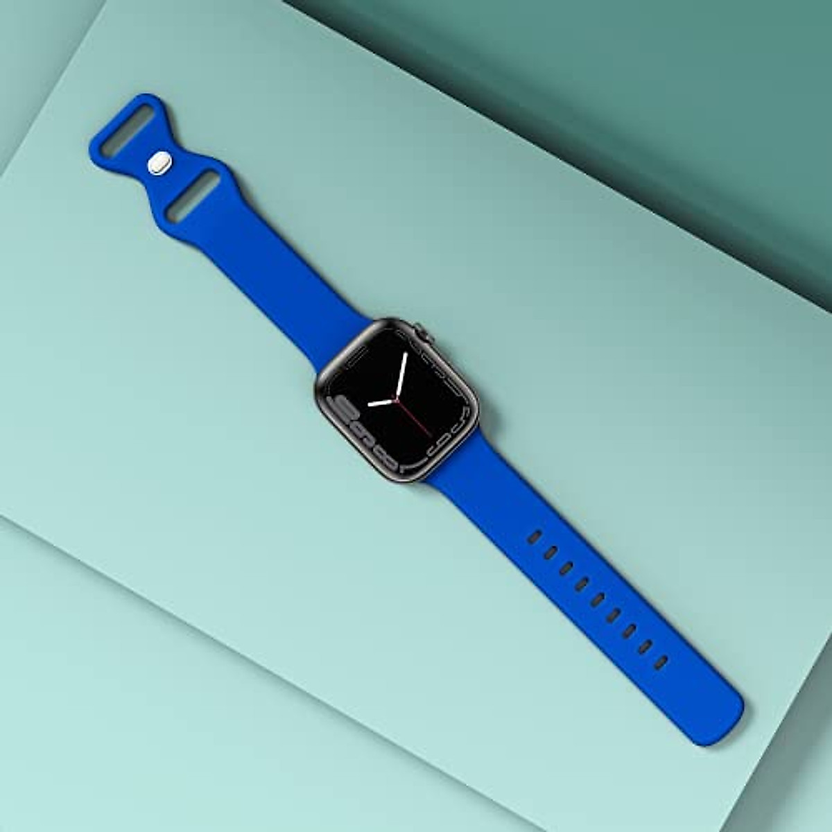 STG Sport Watch Band Compatible with Apple Watch Band 38mm 40mm 41mm 42mm 44mm 45mm 49mm, Soft Silicone Replacement Sport Strap Compatible for iWatch Ultra SE Series 8/7/6/5/4/3/2/1 (42mm/44mm/45mm/49mm, Klein Blue)