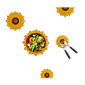 3 Pcs Anti-Hot Trivet Mat，Sunflower Anti-Heat Pan Mat， Antislip Heat Resistant Placemat for Hot Dishes, Pots, Pans（1 Large, 1medium, 1small）