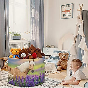visesunny Storage Basket Palomino Horse Lavender Sunset Nursery Hamper Basket Clothes Toy Storage Organizer Bin Box Collapsible Laundry Bag for Kid Room,Playroom,Bathroom,Living Room,Dorm,Office